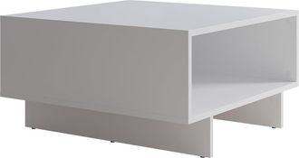 Vicco Couchtisch Luka, Couchtisch mit der Ablage, Weiß, 60 x 60 cm