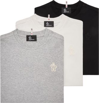 Moncler Moncler T-shirt En Coton M&eacute;lang&eacute; Avec Patch Logo (lot De Trois), Femme, Gris, Taille: Xs