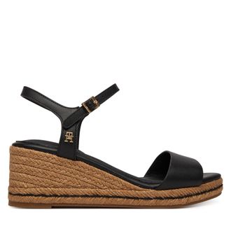 Tommy Hilfiger Espadrilles Tommy Hilfiger Mid Wedge Espad Leather FW0FW09340 Schwarz