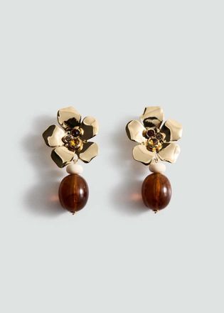 Mango Ohrh&auml;nger mit Blumenmotiv gold - Damen - Einheitsgr&ouml;&szlig;e - MANGO