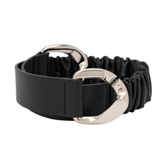 Orciani G&uuml;rtel aus elastischem Leder mit Haken und Palladium-Finish 4 cm - - Accessories - Damen - Schwarzk - L