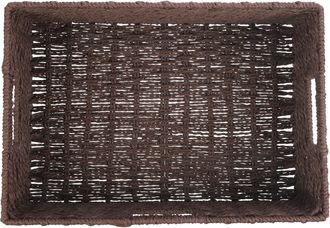 Valiclud Aufbewahrungskorb aus Geflochtenem Kunst Rattan mit Hohlen Griffen Rechteckiger Organizer f&uuml;r Haushalt und Schreibtisch zur Aufbewahrung von Kleinteil