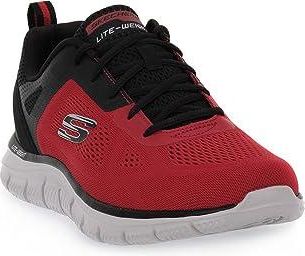 Skechers Track Broader, Chaussures de Sport pour Homme, Red Mesh PU Black Trim, 43 EU