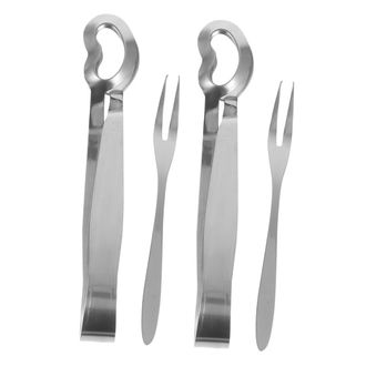 Cabilock 4 St&uuml;ck Schneckenbesteck Aus Edelstahl Escargot Schneckengabel Und Servierzange Sp&uuml;lmaschinenfest F&uuml;r Zuhause Und Meeresspezialit&auml;ten