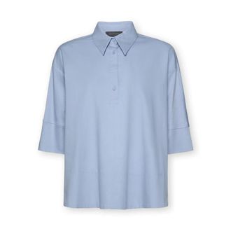 Elena Miro Boxy Bluse mit Dreiviertel&auml;rmeln - - Blouses & Shirts - Damen - Blau - L