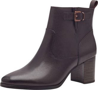 Marco Tozzi Damen Stiefeletten mit Absatz aus Leder mit Reißverschluss, Braun (Mocca), 37 EU