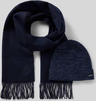 Bugatti Set M&uuml;tze und Schal aus reiner Schurwolle mit Geschenkbox