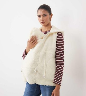 Mama Licious Mamalicious Maternity gilet en polaire teddy 3-en-1 cr&egrave;me-Blanc