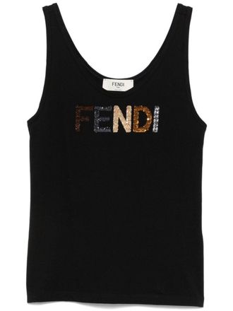 Fendi d&eacute;bardeur &agrave; logo brod&eacute; de sequins - Noir