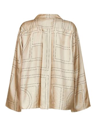 Toteme Womens Silk Pyjama Shirt Ivory Monogram