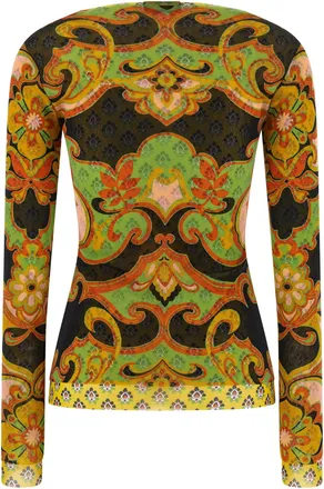 Etro Ornamental Baroque Mesh Blouse - Green