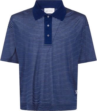 Ami Homme, Tops, Multicolore, Taille: XL Polo Coupe Carr&eacute;e Ray&eacute; avec Patch Ami de Coeur