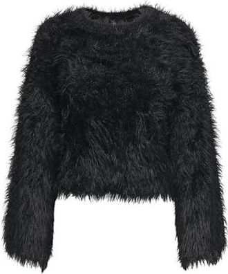 Only Onlfiona Ls O-Neck KNT Pull-Over, Noir, M Femme