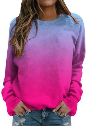 Generic Chandails de Noël pour femmes - Sweat-shirt dégradé de couleur unie à manches longues pour femme - Automne et hiver - Pull décontracté - Pull de baseb