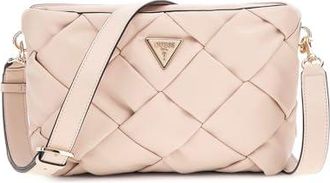 Guess Zaina zippé, Sac à bandoulière, Fermeture éclair sur Le Dessus Femme, Stone, Taille Unique