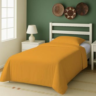 Pizuna 400 Fadenzahl aus Baumwolle Bettw&auml;sche Honiggold, 100% Langstaple Baumwolle Bettbezug und Kissenbezug, 100% Baumwolle Mako Satin 2-Teilig Bettw&auml;schese