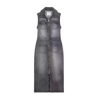 Courr&egrave;ges Femme, Robes, Gris, Taille: 38 FR Robe Midi en Denim Gris