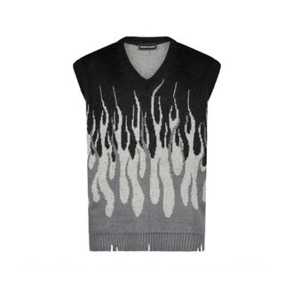 Vision Of Super Schwarze Flammenweste - - Knitwear - Herren - Grau - L