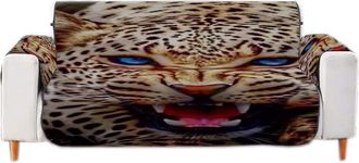 A.Monamour Sofabezug Sofaüberwurf Sesselschoner Blauäugiges Wütend Leopard Portrait Tier Themed Decor Samt Stuhl Abdeckung Sofa Abdeckung Sofaschoner Sofahusse S