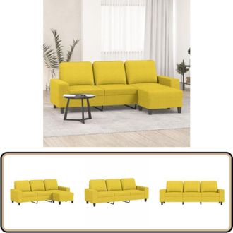 vidaXL 3-Sitzer-Sofa mit Hocker Hellgelb 180 cm Stoff - 3-Sitzer-Sofa - Sofa - Couches - Gem&uuml;tliches Sofa - Modernes Sofa