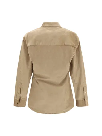 Darkpark Womens Anne Corduroy Shirt Beige Cotton; Elastane