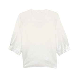 Liu Jo Femme, Pulls, Blanc, Taille: 36 FR Maille &agrave; col rond