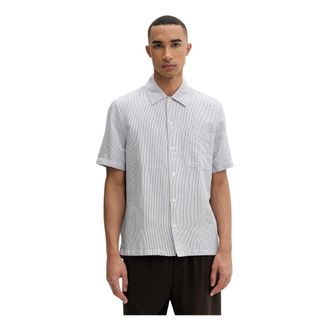 Marc O'Polo Kurzarm-Leinenhemd mit Nadelstreifen - - Shirts - Herren - Blau - M