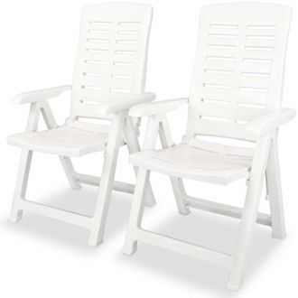 vidaXL Vidaxl - lot de 2 Chaises inclinables de jardin Plastique Blanc