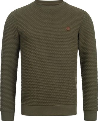 Indicode Herren Dash Pullover mit Rundhals-Ausschnitt | Herrenpulli Strickpullover Männer Army, XXL