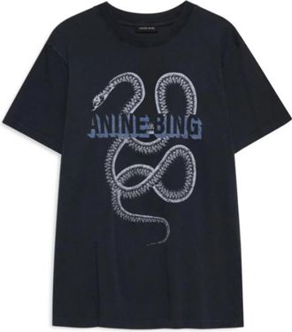 Anine Bing Lili Tee Snake - - Tops - Damen - Schwarzk - S
