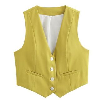 Generic Gilet Sans Manche Femme Gilet Femme D&eacute;contract&eacute; Quotidien Ville Court Style Costume - Col Droit Boutonn&eacute; Pour Occasions Habill&eacute;es Ou Bureau