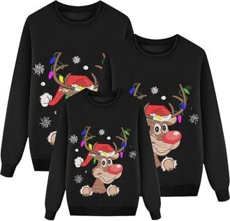 Generic Ensemble de pulls de No&euml;l pour la famille - Pulls de No&euml;l dr&ocirc;les pour femmes, hommes, enfants - Pulls de No&euml;l d&eacute;contract&eacute;s - Look assorti pour couples