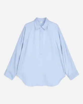Arket Hemd Aus Seidentwill -Blau