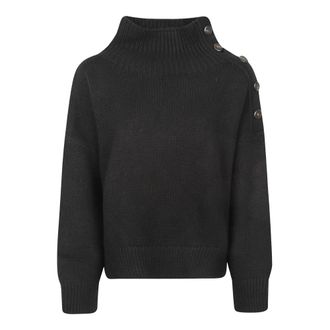 Yves Salomon Pullover mit hohem Kragen und Knopfdetails - - Knitwear - Damen - Schwarzk - M