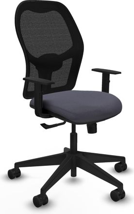 Piqueras y Crespo Schreibtischstuhl aus grauem Netzstoff, mit 1D-Armen, h&ouml;henverstellbare Lendenwirbelst&uuml;tze, ausgestattet mit 3 Positionen und Schneideschaum, Schwarz/