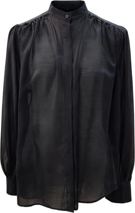 Mars&eacute;m Marsem, Femme, Blouses et Chemises, Noir, Taille: 42 FR Camicia Coreana Manica a Sbuffo Effetto Organza