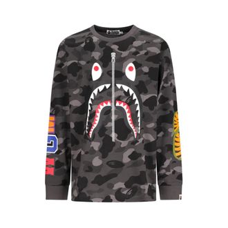 A Bathing Ape A Bathing Ape, Homme, Sweatshirts et sweats &agrave; capuche, Noir, Taille: XL Color Camo Shark LS Tee