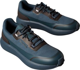 Calvin Klein Herren City Runner Laceup Tech Mix Hm0Hm02045 Low Top, Blue (Navy Teal/Navy/Dark Brown), 45 EU