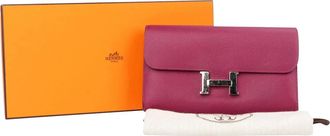 Herm&egrave;s Portemonnaie - Hermes Epsom Leather Constance H Wallet - Gr. unisize - in Rot - f&uuml;r Damen