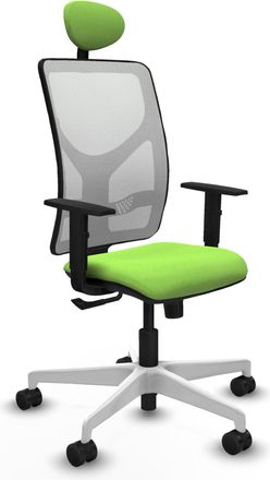 Piqueras y Crespo B&uuml;rostuhl mit 1D-Armen, h&ouml;henverstellbare Lendenwirbelst&uuml;tze und festes Kopfteil, ausgestattet mit 3 Positionen und Schneideschaum, Wei&szlig;/Pistazie