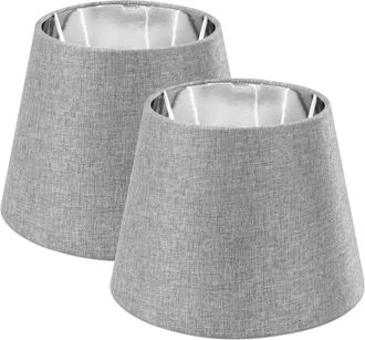 Navaris 2x Lampenschirm Tischlampe E27 rund - 16,2x15,3x22cm - Lampenschirme für Tischlampen Set - E 27 Leuchtenschirm - Grau Silber