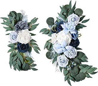 Colcolo 2 Pi&egrave;ces Fleur Artificielle, Decoration Mariage, Couronne de Fleur, Arches de Mariage Suspendue pour Fond de Mur (Style B)