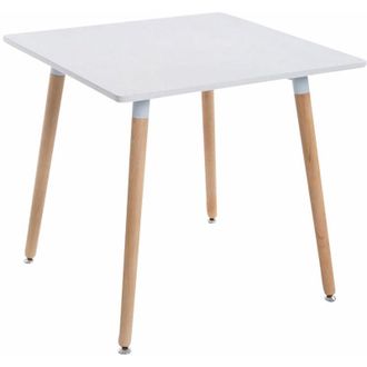 Clp Tableau moderne 80x80 cm avec haut blanc et jambes rondes de diff&eacute;rentes couleurs colore : Bois l&eacute;ger
