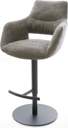 DELIFE Barstuhl Yago-Flex Boucl&eacute; Soft Schlamm Drehfu&szlig; h&ouml;henverstellbar Metall Schwarz Taschenfederkern, Barst&uuml;hle