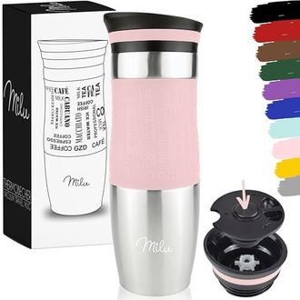 Milu Mug Isotherme Etanche 370ml 450ml Thermo Café-Thé I Tasse isolée pour café et thé à emporter, Double Paroi Isolée sous Vide, Acier Inoxydable I Tasse 