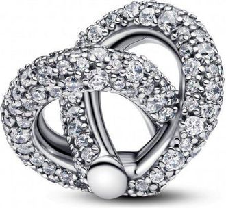 Pandora Moments Pavé Unendlichkeitsknoten Herz-Charm aus Sterling Silber mit Zirkonia, Kompatibel Moments Armbändern, 793771C01