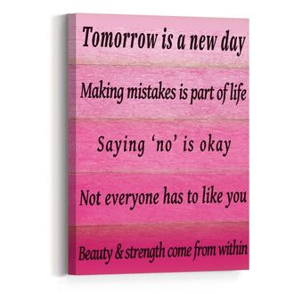 Generic poster Positive Affirmation Poster - Hot Pink Tomorrow Is a New Day Quote Art for Office Motivation & Girls Room Decor(Framed,08x12inch(20x30cm))