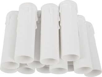 DOITOOL 12 Stück Teiliges Tropfenfänger Kronleuchter Stabkerzen aus Weißem Kunststoff Praktische Kerzenhülsen zum Schutz vor Wachs Einfach zu Ersetzen für Woh