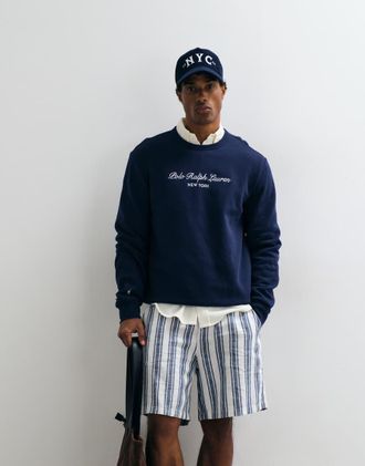 Polo Ralph Lauren Sweatshirt mit gro&szlig;em Schriftzug-Logo in Marineblau