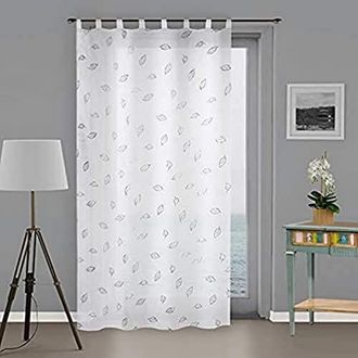 Soleil d'Ocre Laurene Voilage, Polyester, Weiß, 140 x 250 cm